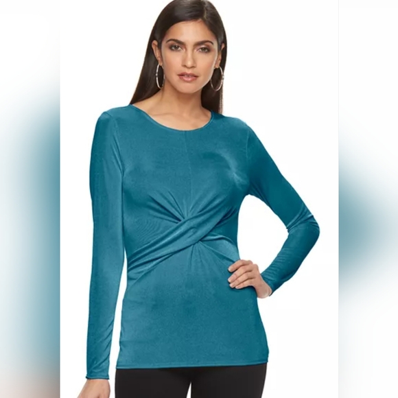 Jennifer Lopez | Tops | Nwt Jennifer Lopez Teal Twist Front Top | Poshmark